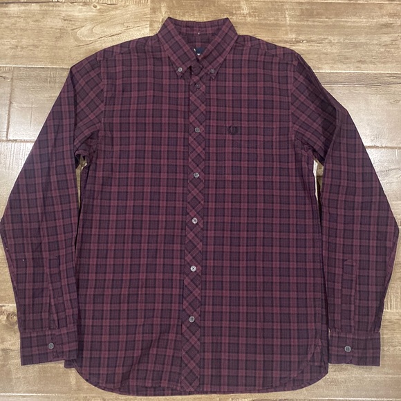 Fred Perry | Shirts | Fred Perry Red Wine Plaid Ls Button Up Shirt ...